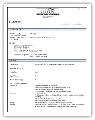 Safety data sheets | Applied Material Solutions