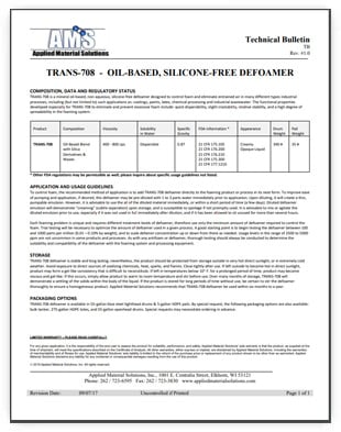 Technical Bulletins TRANS-708 TY | Applied Material Solutions