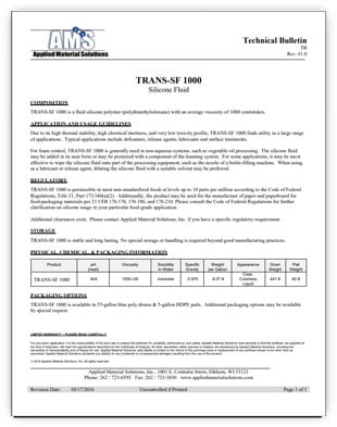 Technical Bulletins TRANS-SF 1000 TY | Applied Material Solutions