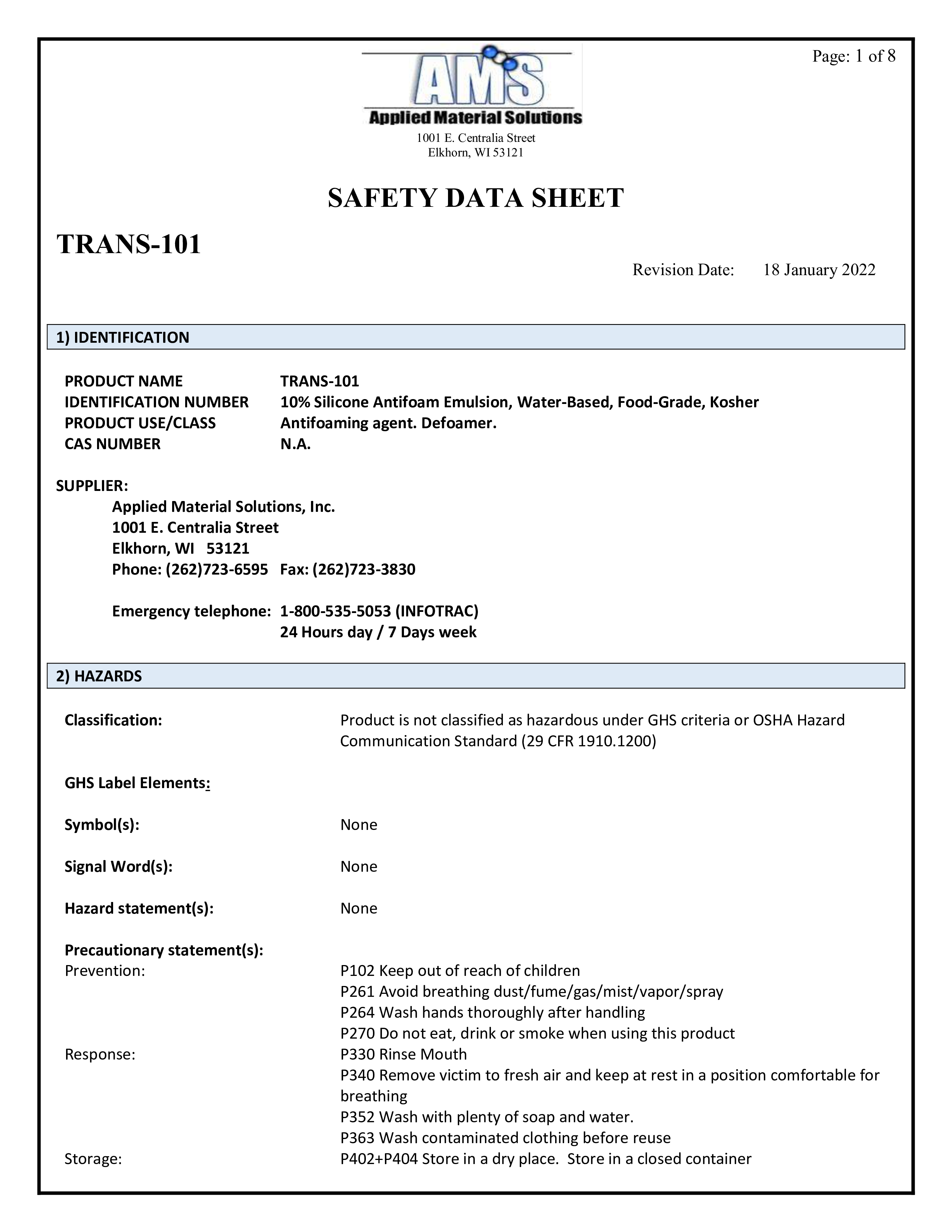 Safety TRANS-101 K TY | Applied Material Solutions